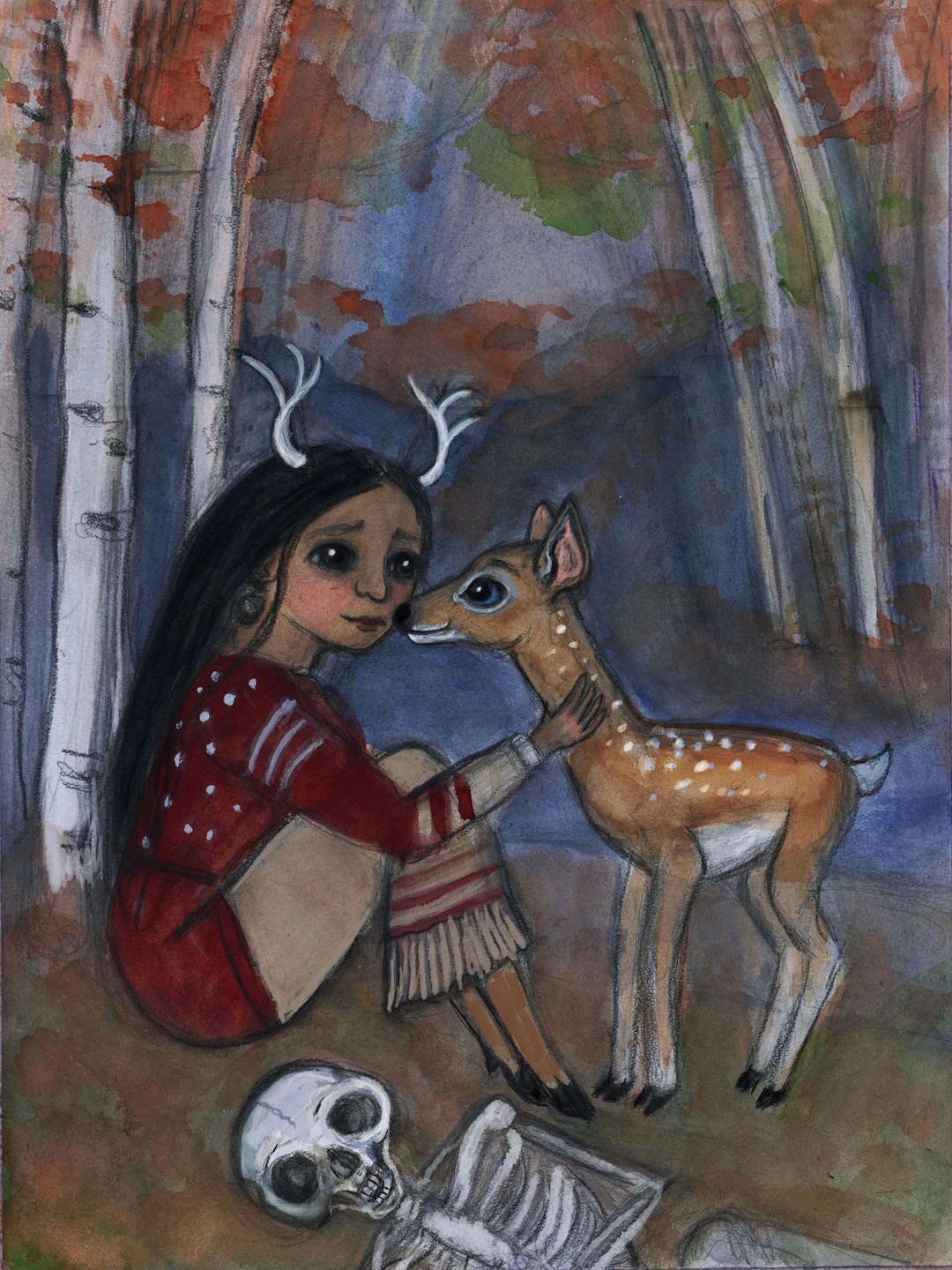Native American Folktale Illustration, the Deer Woman Fine Art Print ...