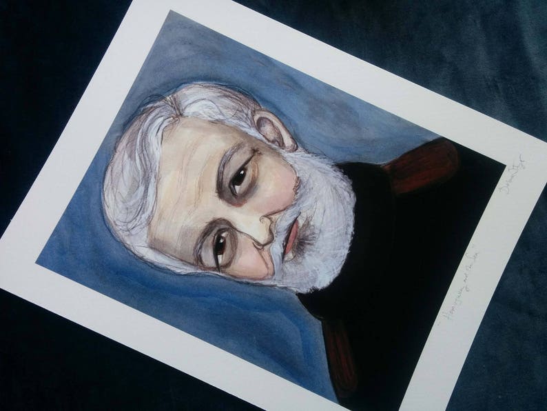 Ernest Hemingway Art Print, Writers Portrait (6x8) Literary Art - Etsy