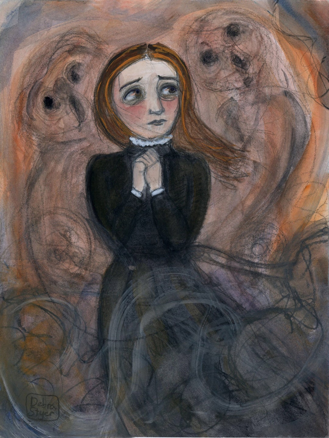 The Smoke Ghosts Art Print, A Victorian Goth Portrait (6x8) Haunted ...