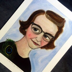 Flannery O'connor Art Print, Literary Portrait (6x8) Southern Gothic ...