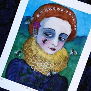 Renaissance Queen of the Bees Art Print, Tudor Collar With Bees (6x8 ...