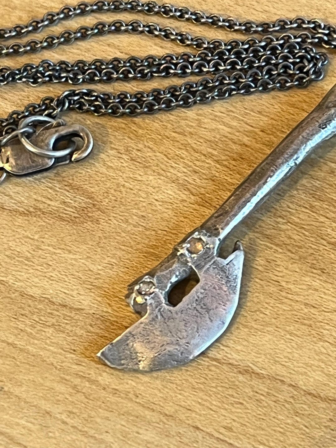 Halberd Battleaxe Pendant - Champagne Rose Cut Diamonds - Sterling ...