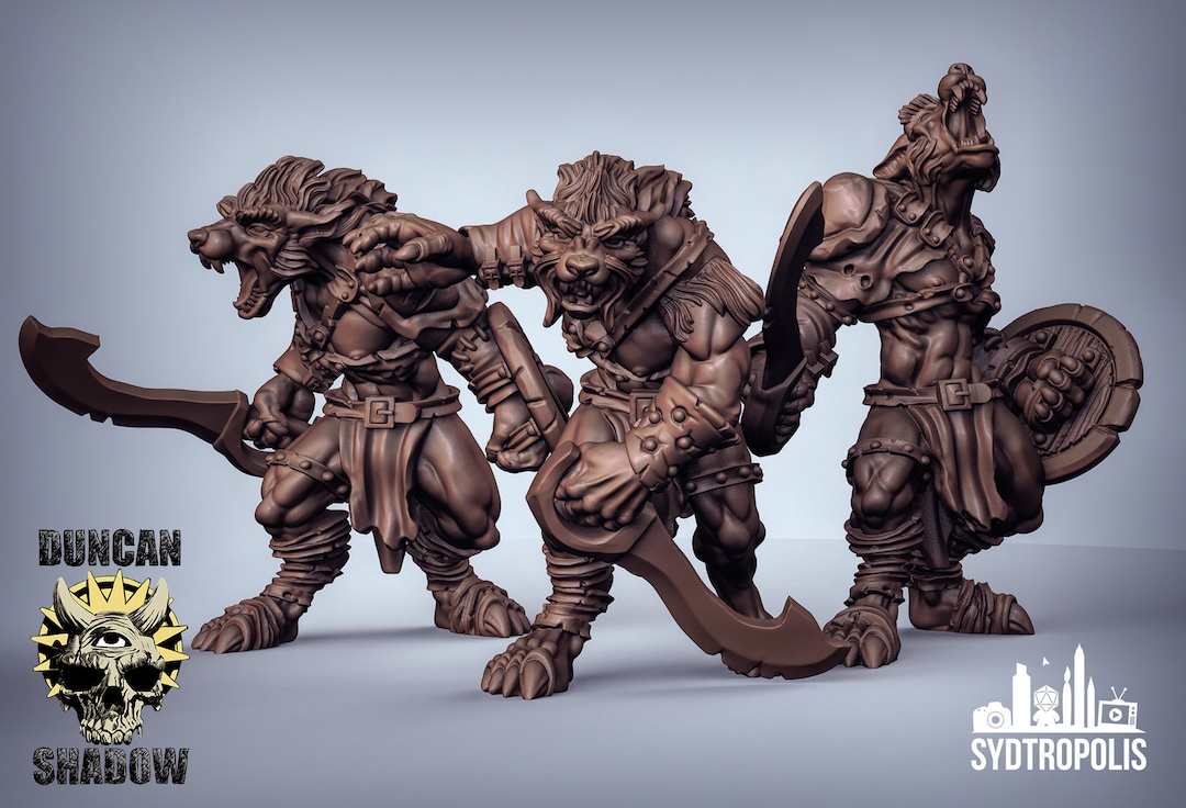 Wolfen (werewolf) W Swords - 3D Printed Duncan Shadow Louca Miniatures ...