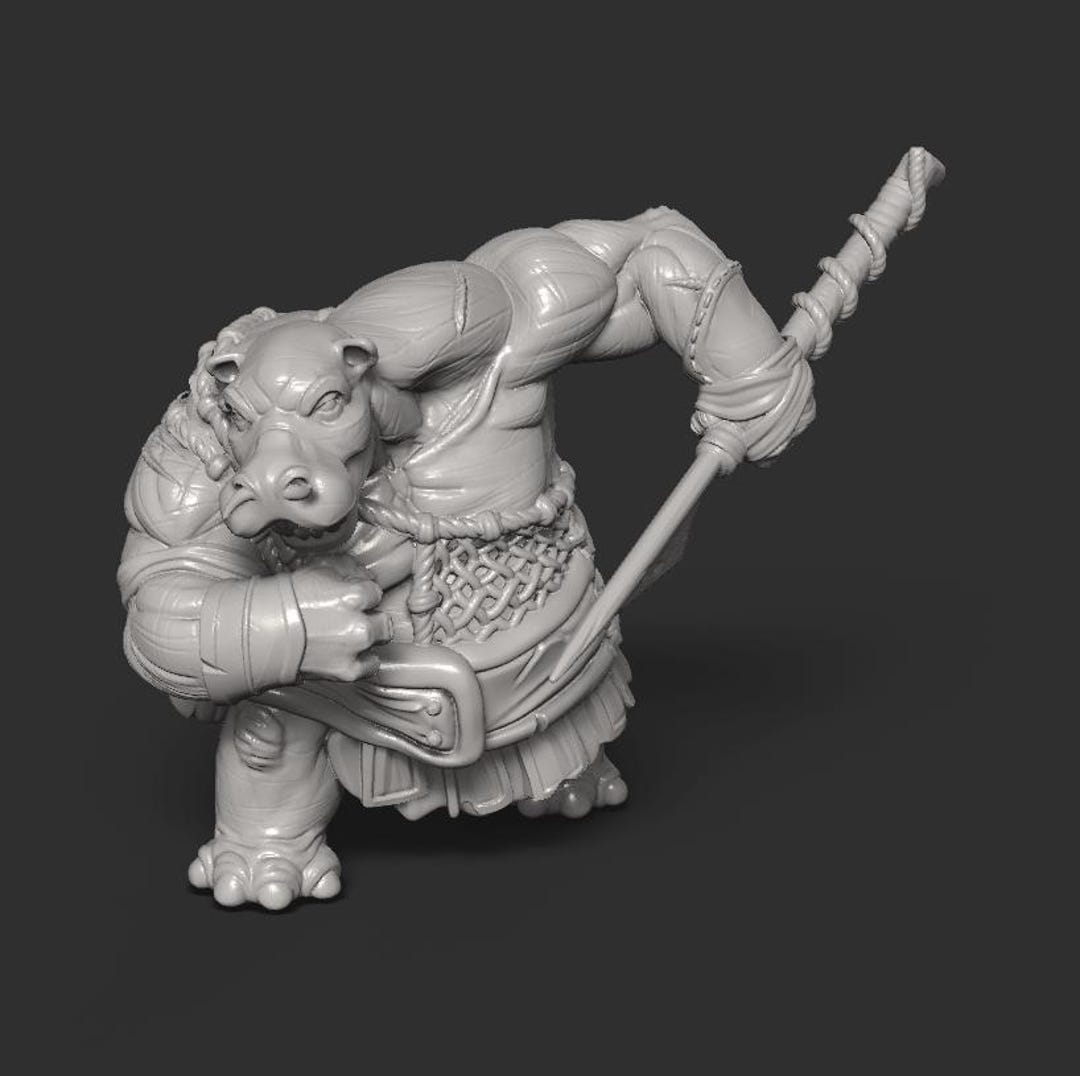 Hippo Folk (giff) Miniatures - 3 Diff Poses - 3D Printed Models by ...
