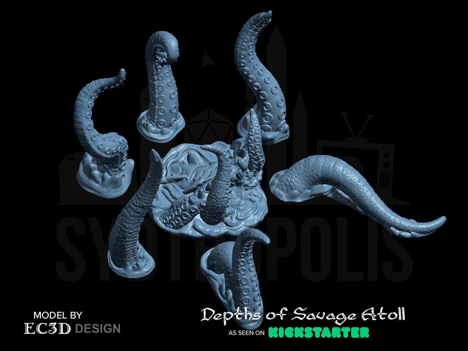 Breaching Kraken Miniature 3D Printed Model by EC3D | Etsy