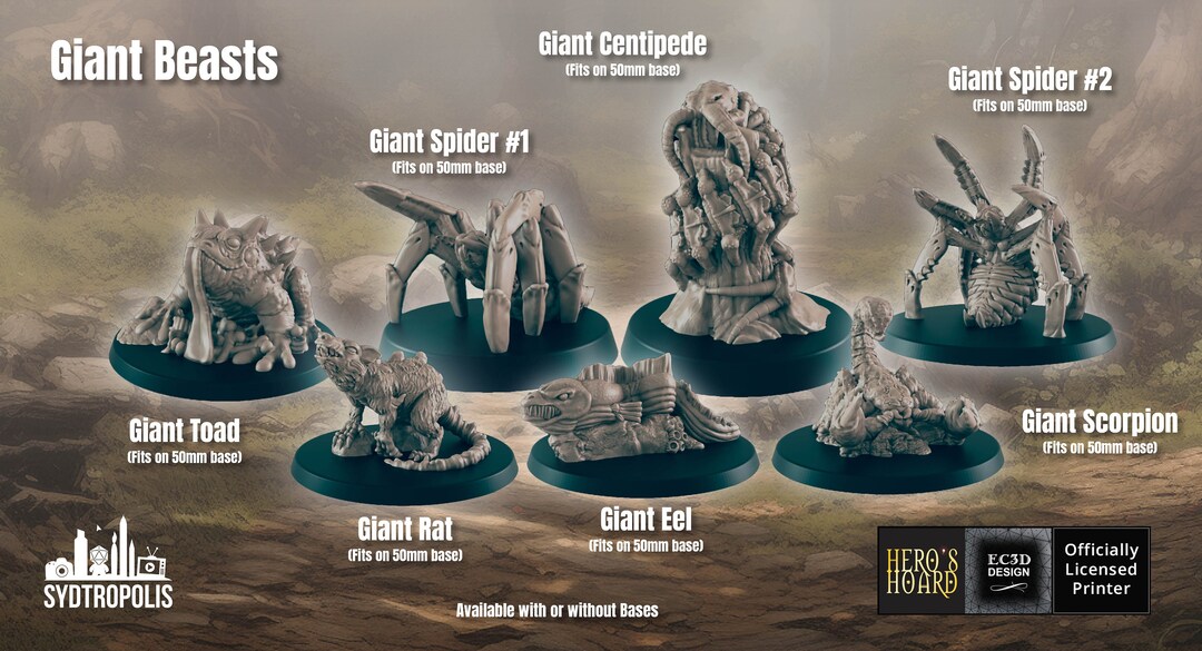 Beasts & Baddies Giant Beasts 3D Printed Miniatures - Etsy