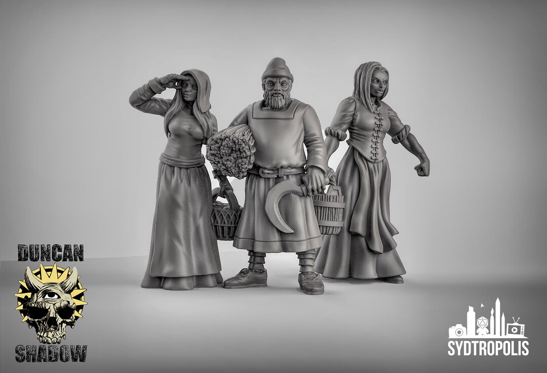 SET of 3 Harvesters - Townsfolk Scatter Miniatures - 3D Printed Duncan ...