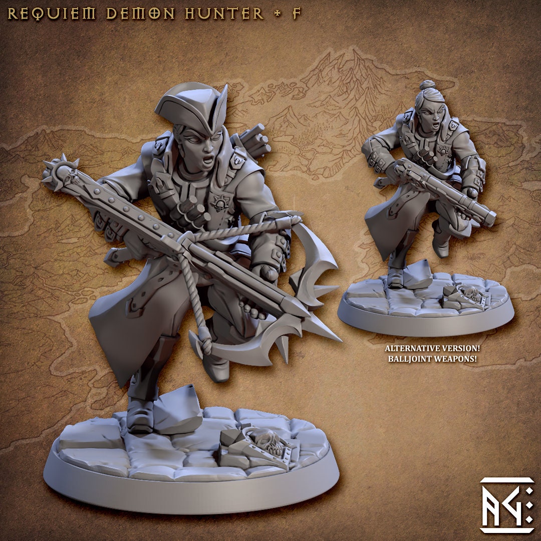 Requiem Demon Hunter human Female f 3d Printed Miniature From Artisan ...