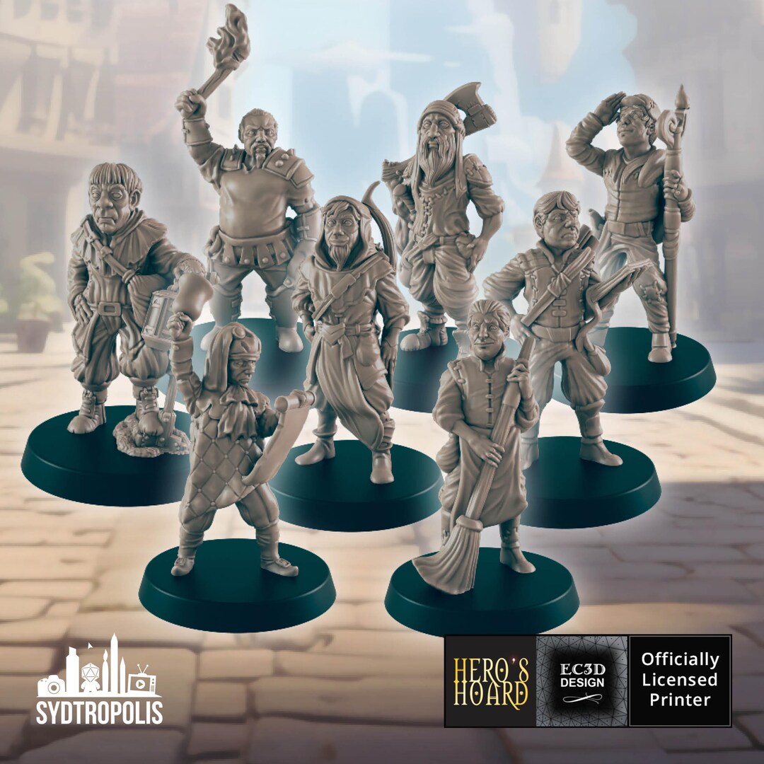 Male Human Town Worker Npcs - Everyday Folk - 3D Printed Miniatures by ...