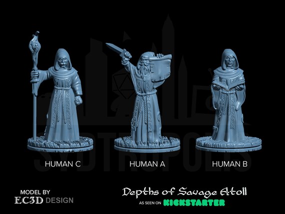 Kraken Cultists human Form Miniatures 3D Printed Model by - Etsy