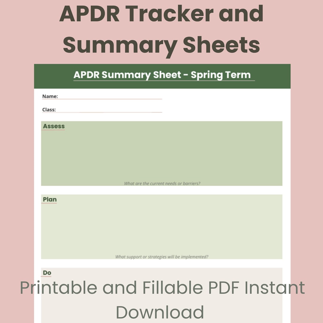 APDR Cycle Tracker | SEND Support, Teacher Resource (printable ...