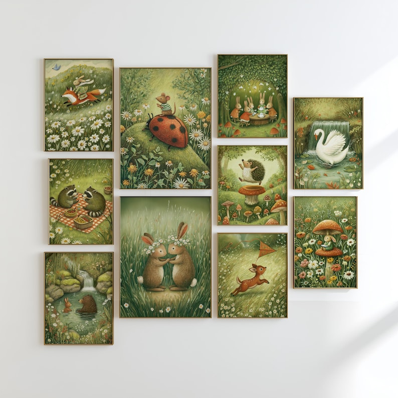 Whimsical Woodland Animal Wall Art Storybook Forest Nursery Cottage ...
