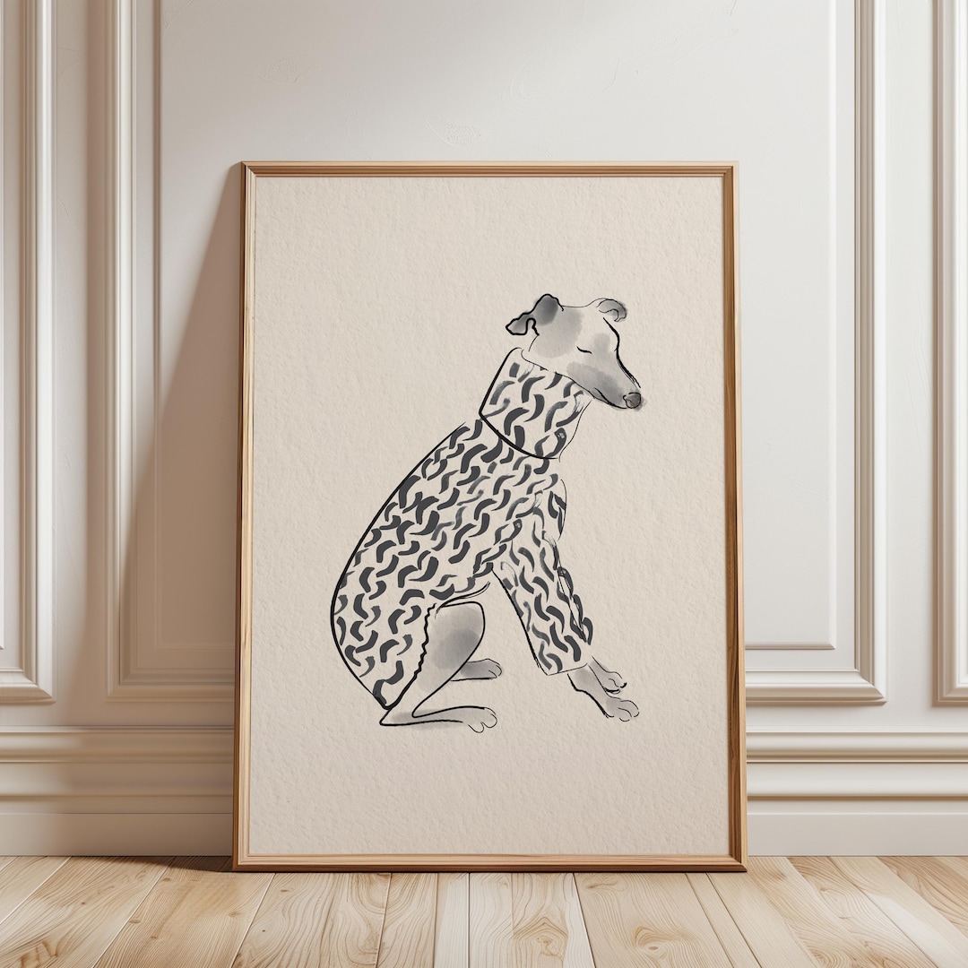 Cosy Whippet | Minimalist Whippet Wall Art - Etsy