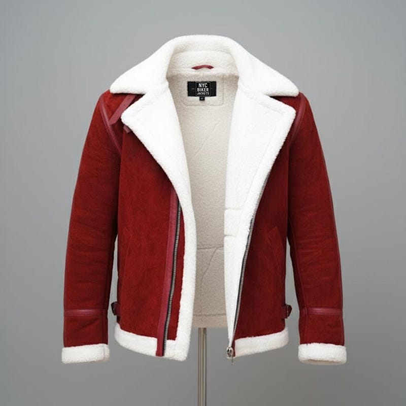 Red Suede and Fur Coat - Etsy