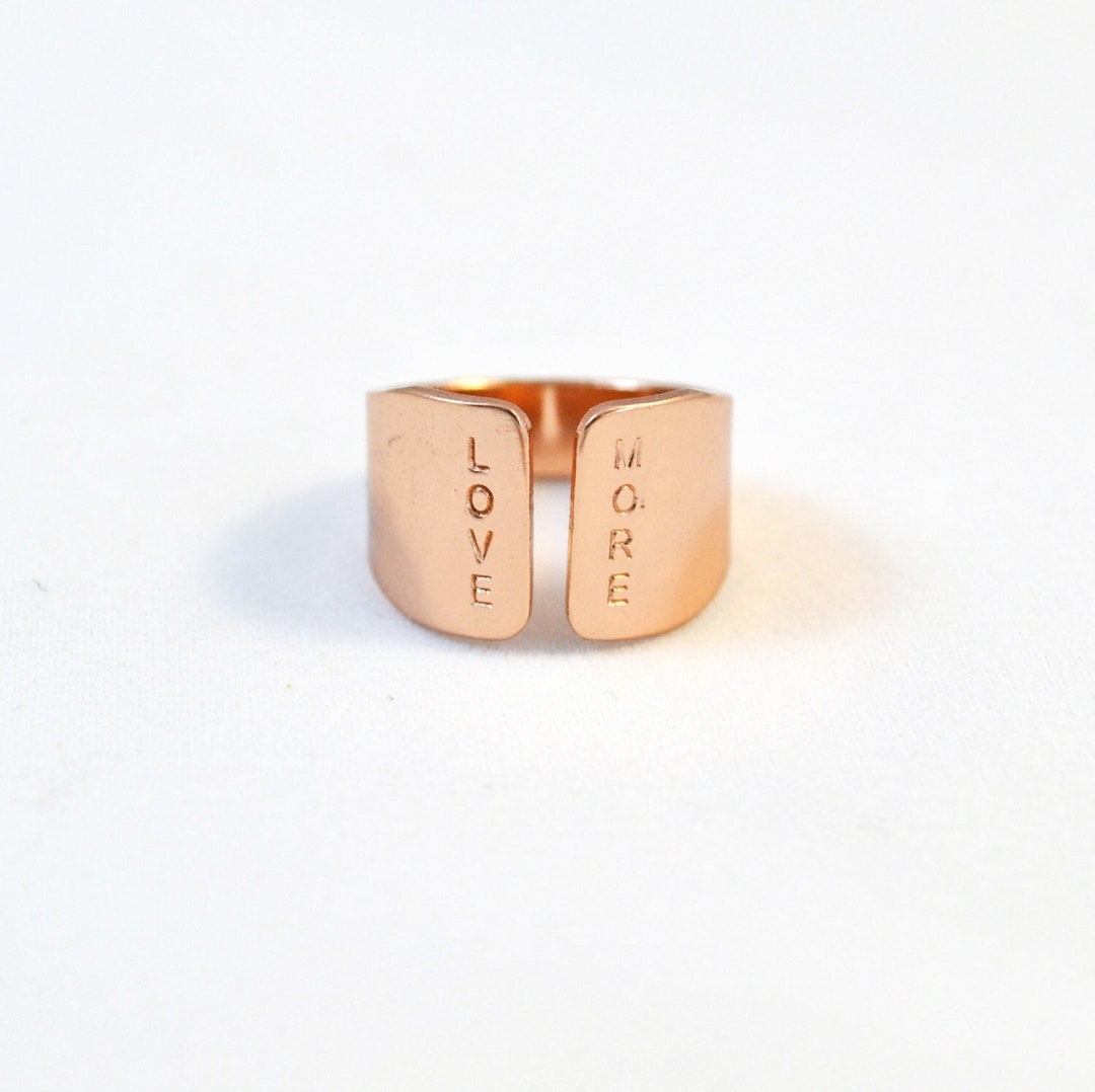 LOVE MORE Rose Gold Inspiration Ring/ Love Ring With Hand - Etsy