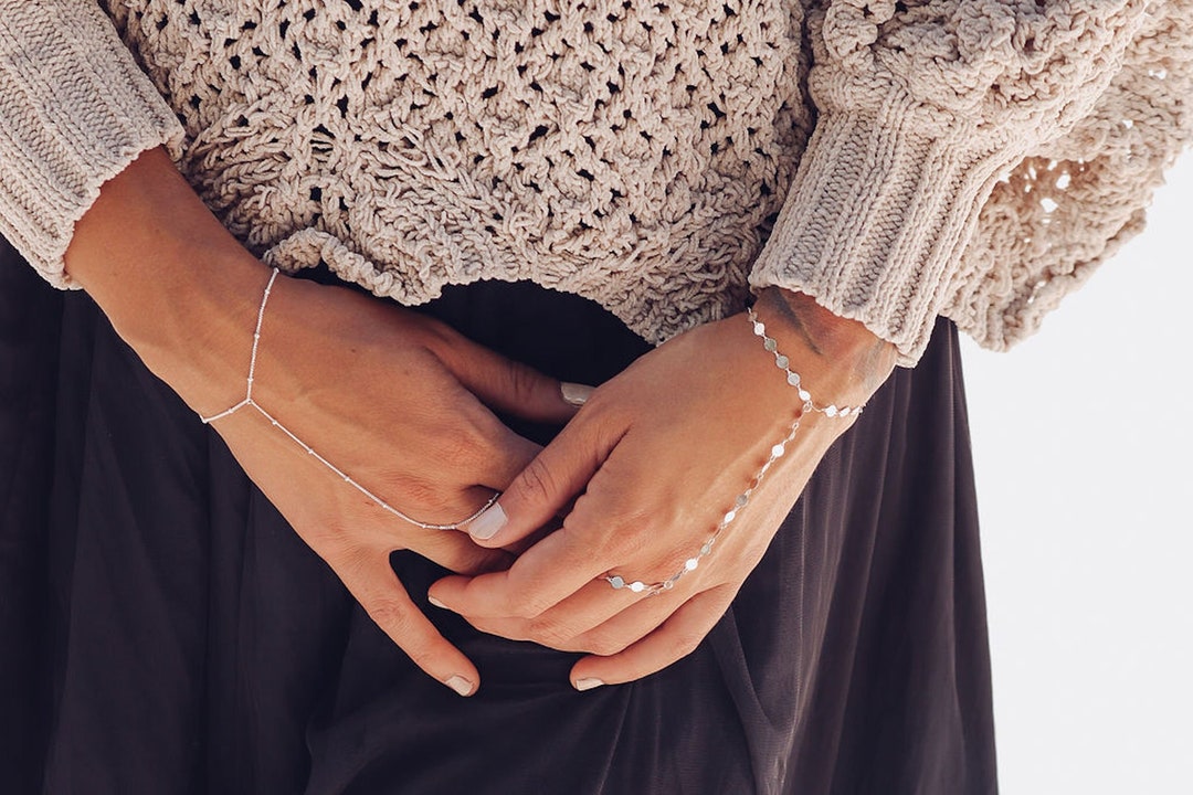 Silver Hand Chain Ring Bracelet/ Boho Style Jewelry for a Fun - Etsy