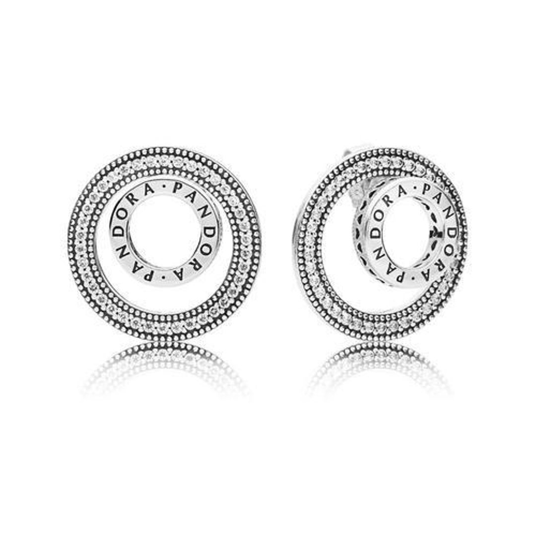 Pandora Logo Circle Stud Earrings S925 Ale - Etsy