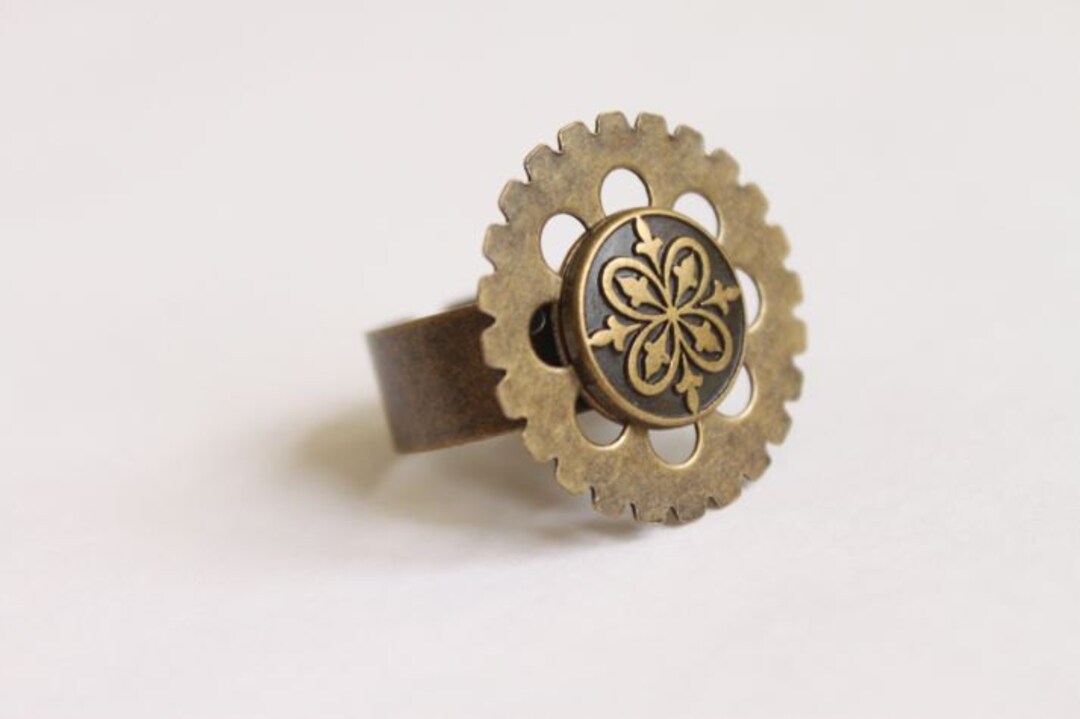 Adjustable Brass Gear/cog/sprocket Ring With Ornate Victorian/steampunk ...