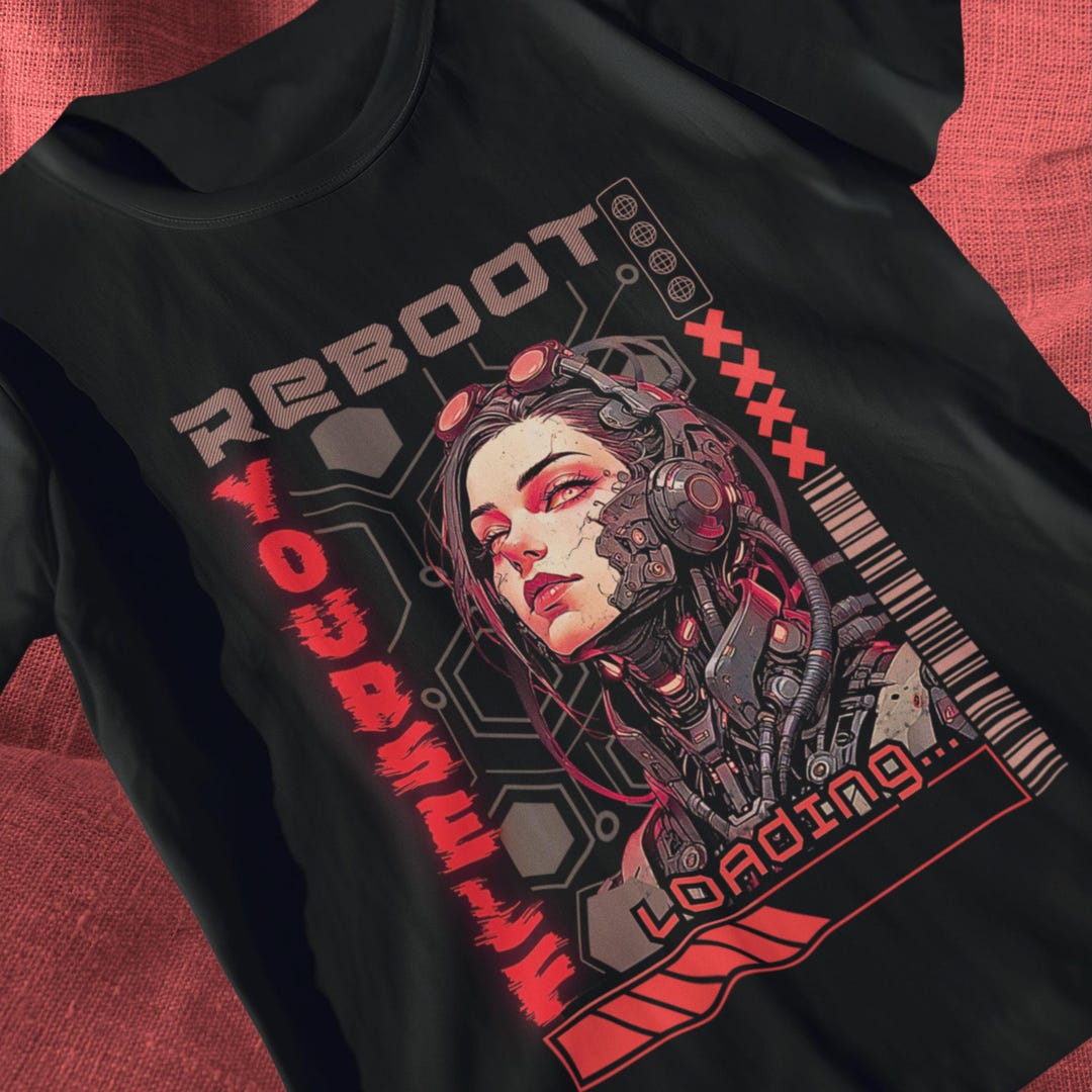 Cyberpunk Graphic Tee | Reboot Yourself Art Unisex T-shirt - Etsy
