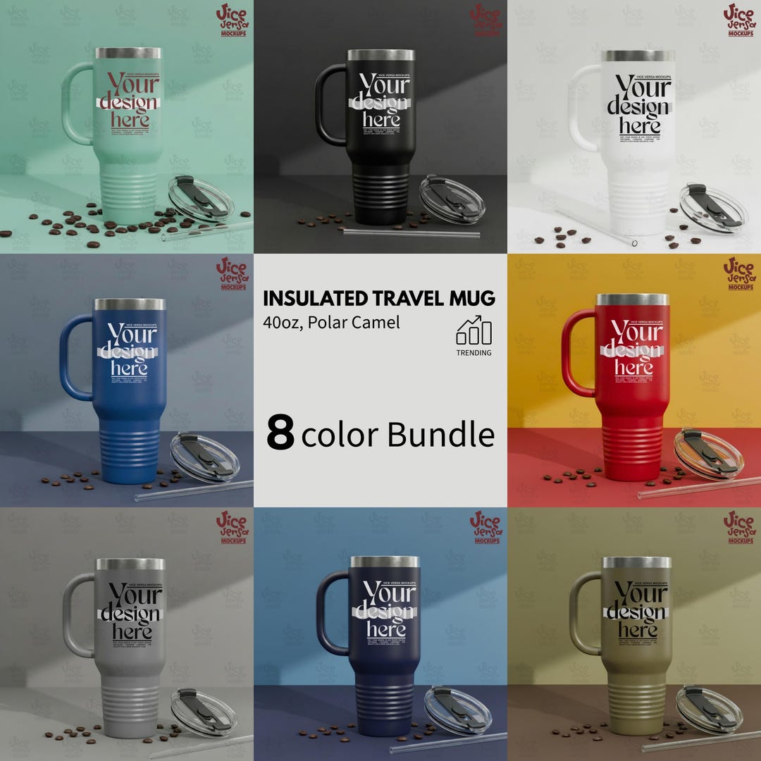 Bundle Insulated Travel Mug, 40oz Mockup, Printify Tumbler Template ...