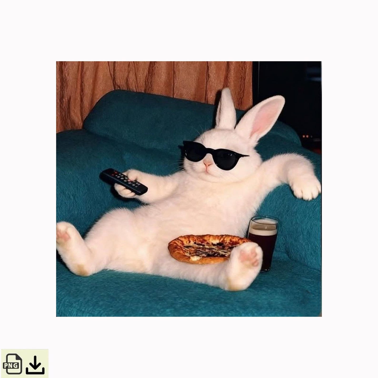 Lazy Bunny Meme PNG, Cool Rabbit Chill Clipart, Funny Relaxed Bunny ...