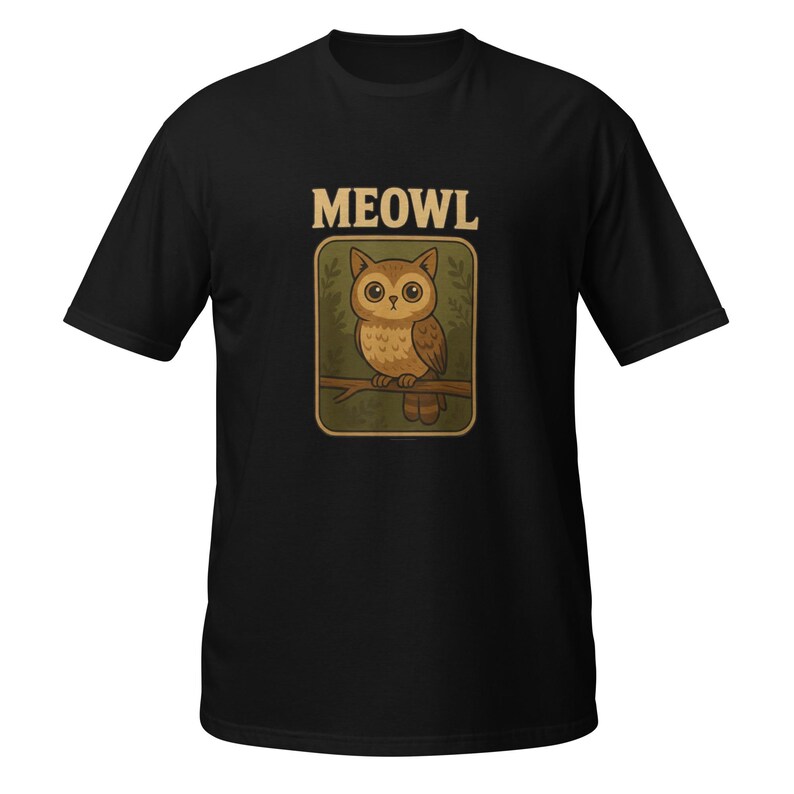 Funny Cat Meme Shirt Meowl Meow Cat Owl Brainrot Meme Tee for Teens ...