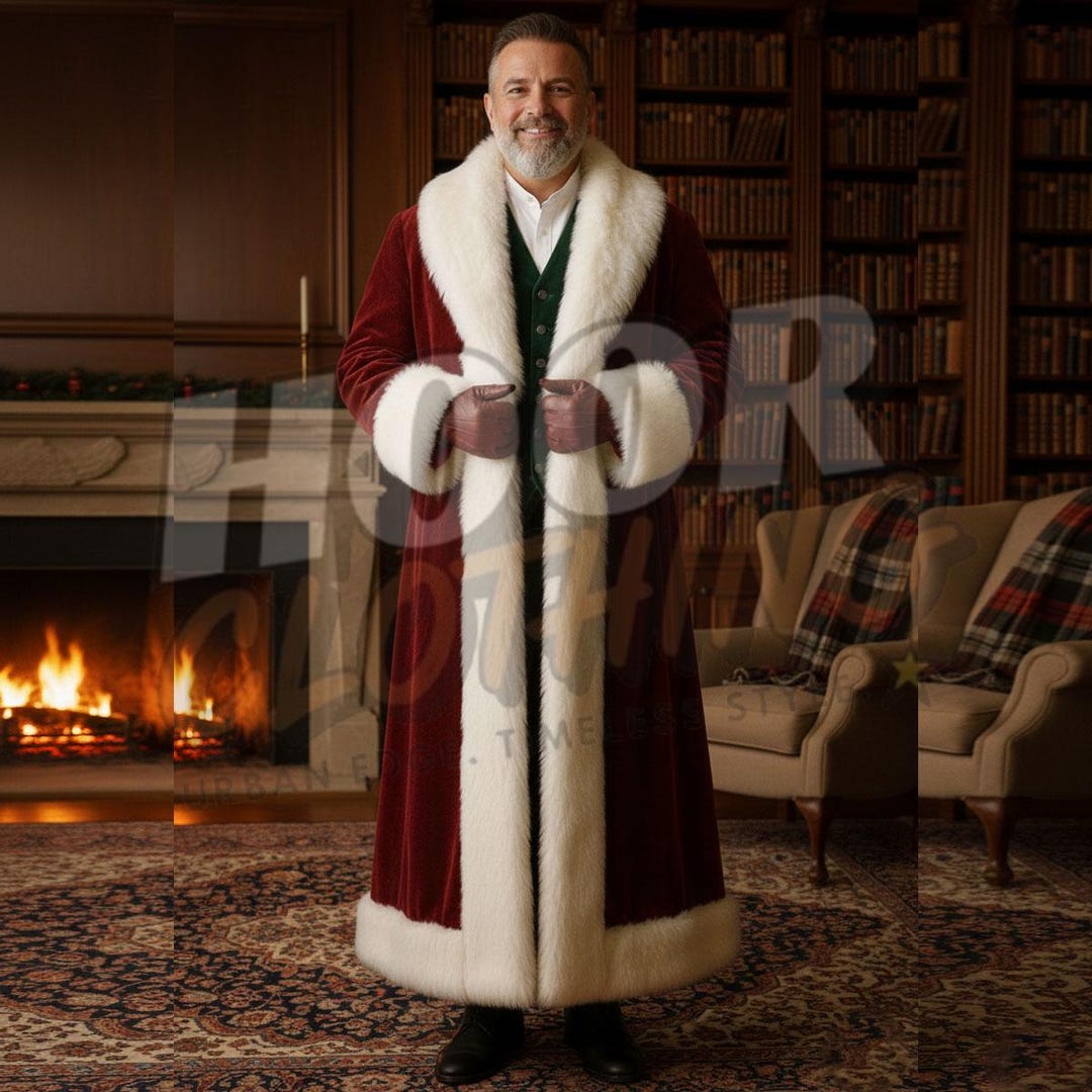 Luxury Christmas Velvet Coat - Red Santa Robe, Fur Trim - Etsy