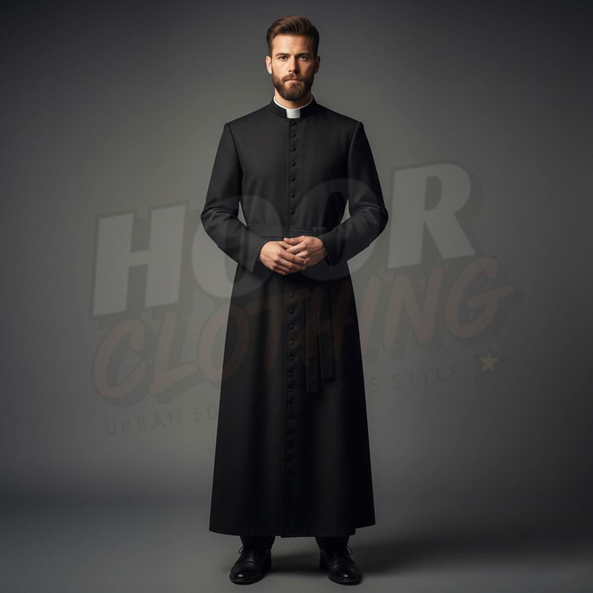 Handmade Black Roman Cassock - Clergy Soutane Robe With Priest Vestment ...