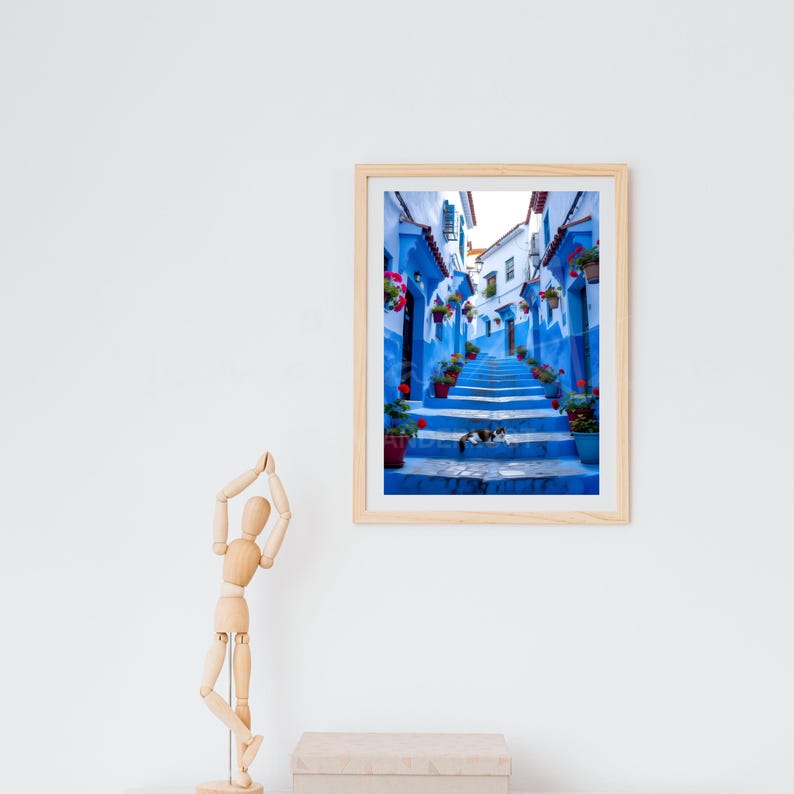 Chefchaouen Blue Alley Morocco Wall Art | Moroccan Blue City Digital ...