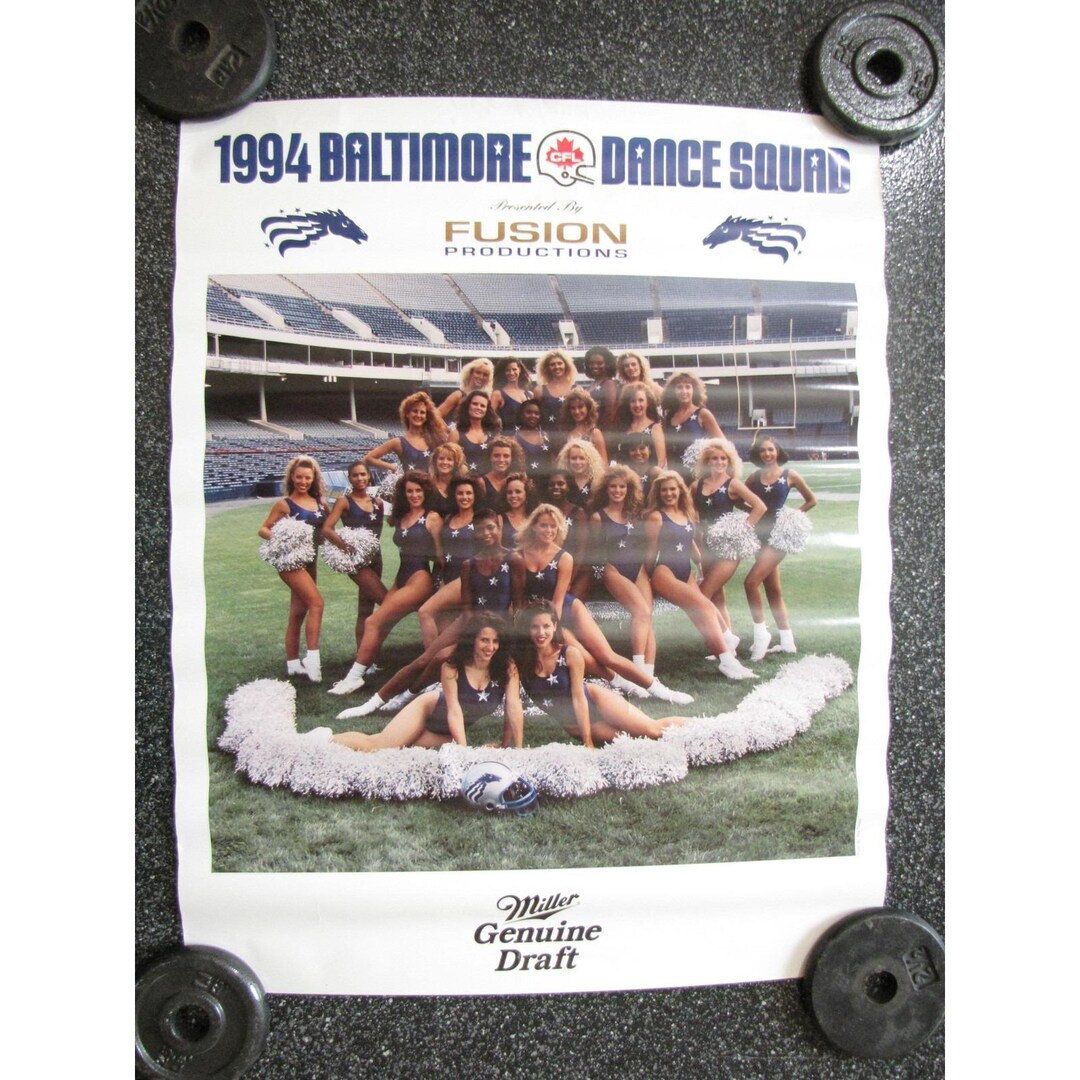 Vintage Baltimore CFL Poster 1994 Dance Squad CFL Football Cheerleaders ...
