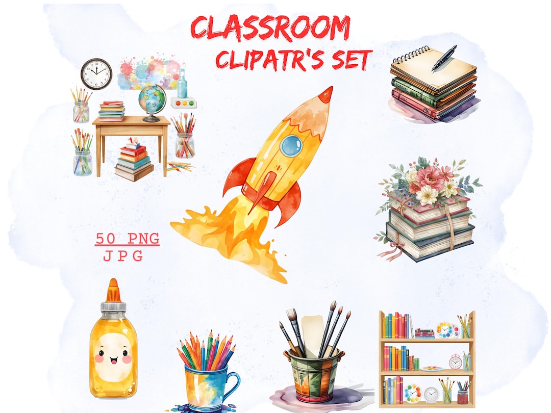 School Clipart Bundle, Teacher Graphics, Classroom Decor (PNG JPG ...