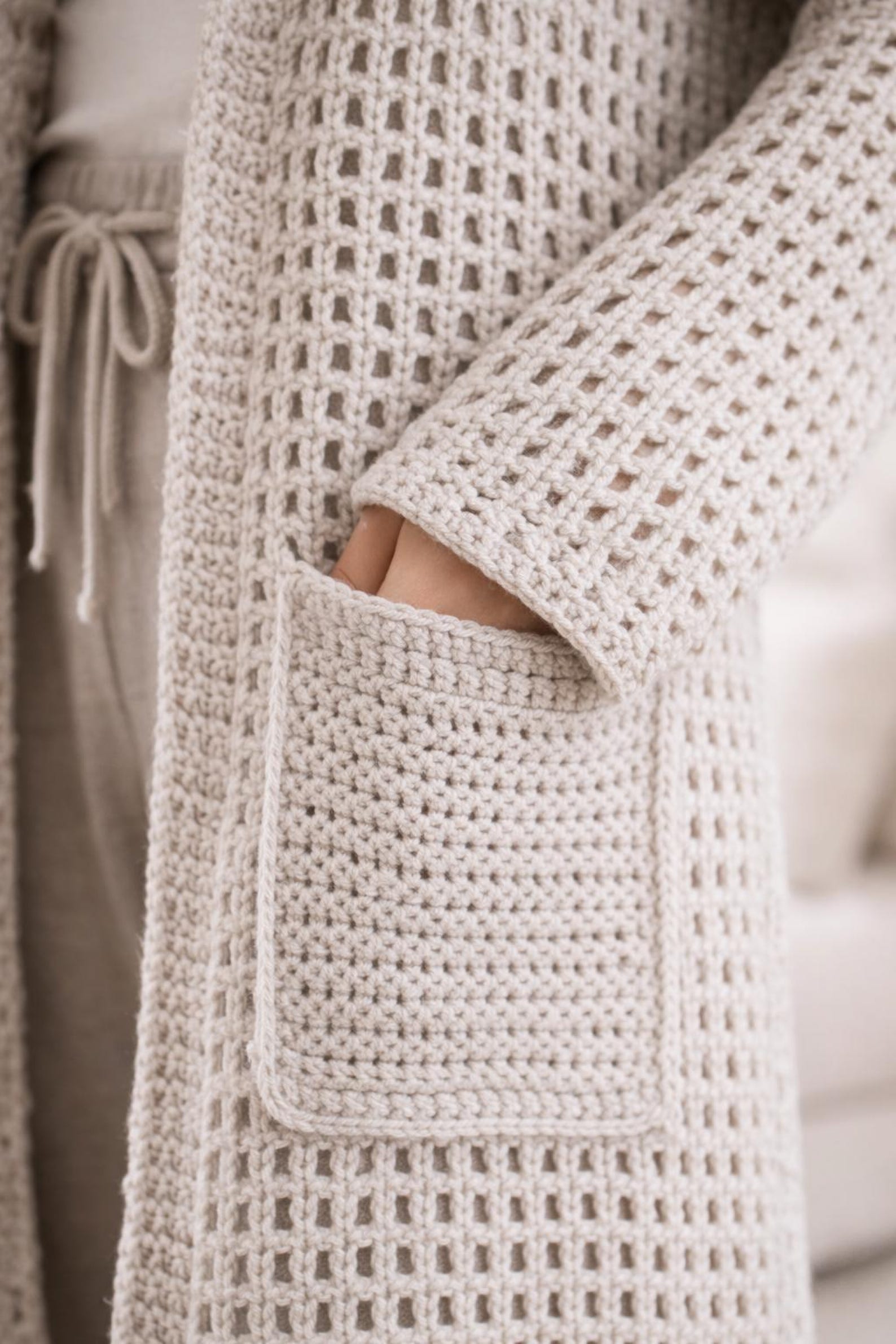 Waffle Stitch Knit Cardigan Pattern | Easy Duster, Beginner Friendly ...