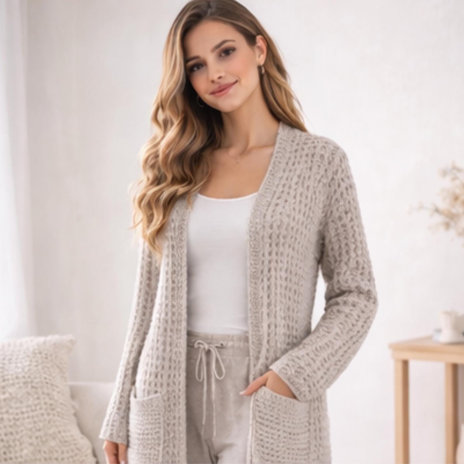 Waffle Stitch Knit Cardigan Pattern | Easy Duster, Beginner Friendly ...