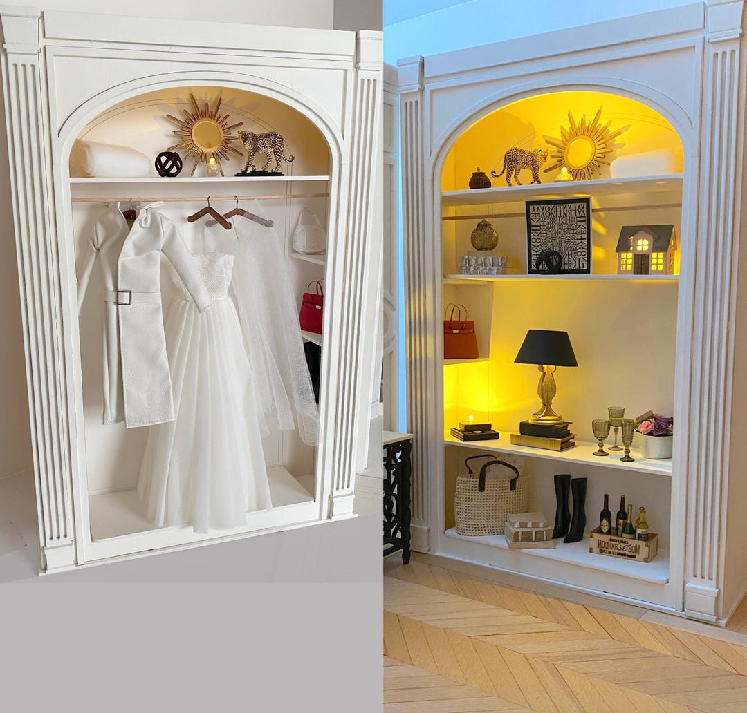 Doll Diorama Shelf Wall / Dress Cabinet – 1-6 Scale DIY Kit – 17 Inches ...