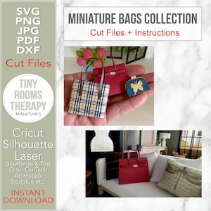 Miniature Bags Collection --- 3 Models, Clutch, B-bag, Shopper --– SVG ...