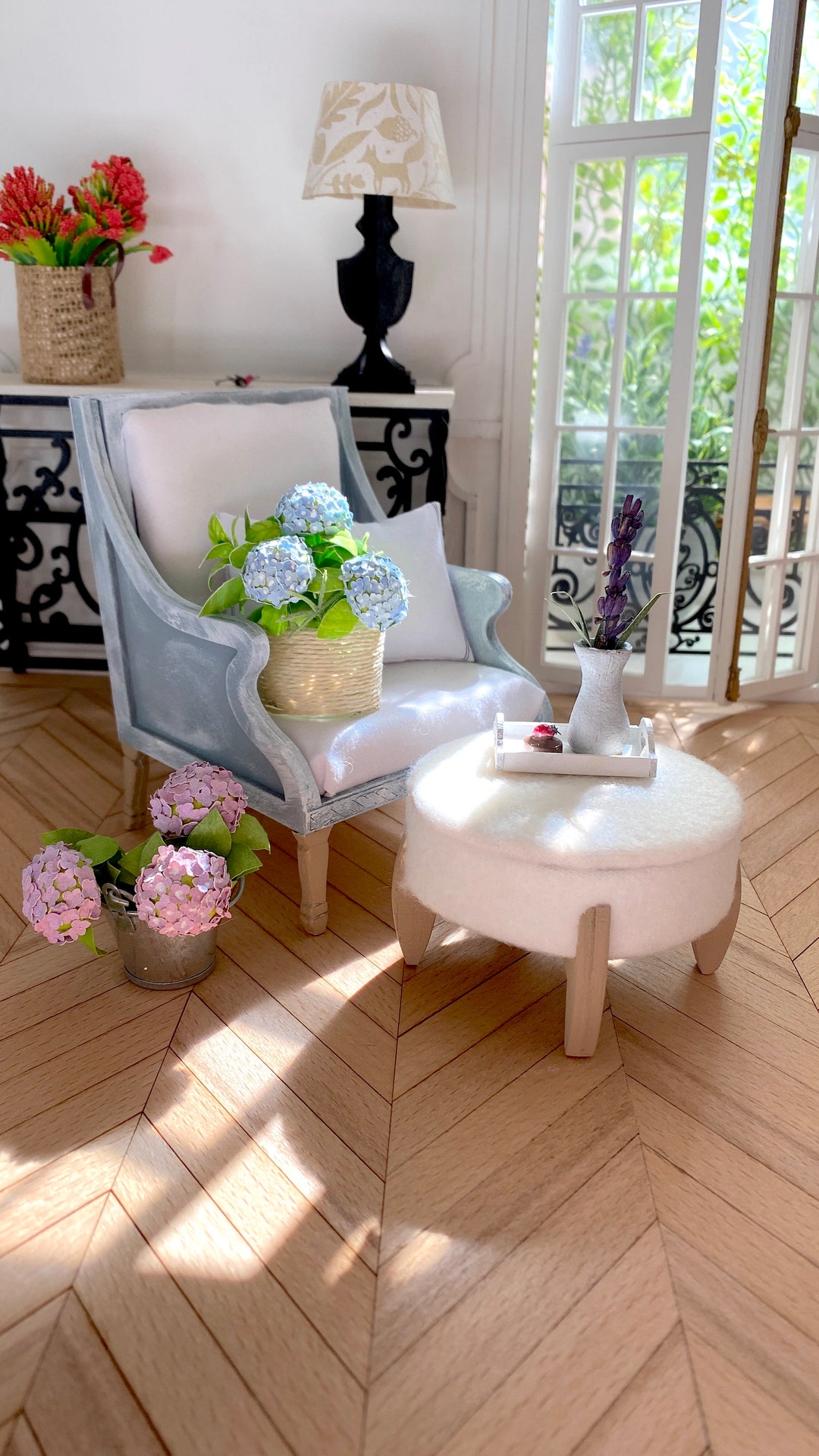 Classic Fauteuil Armchair Ottoman/pouf 1-6 Scale Fashion Doll Furniture ...