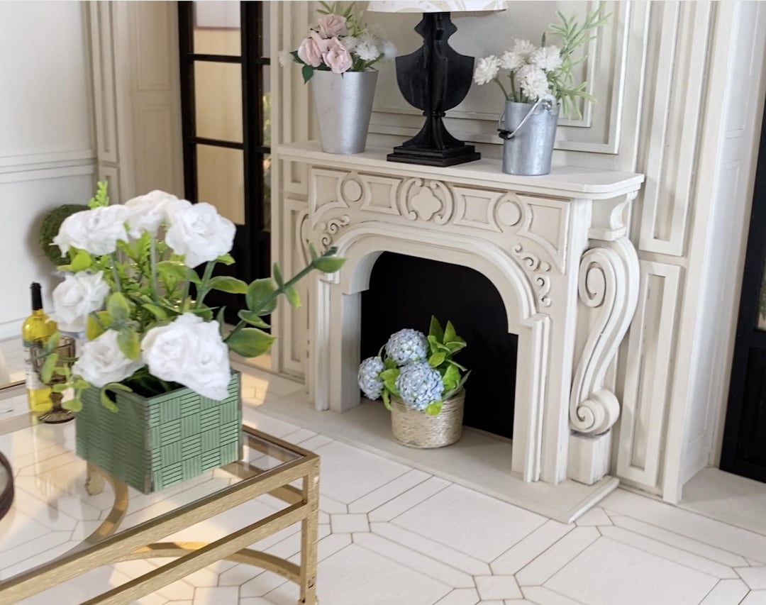 Decorated Miniature Fireplace Mantel in 2 Sizes – Both 1-6 Scale DIY ...