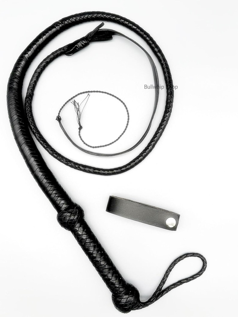 Black Leather Bullwhip, Custom Handmade Genuine Cowhide Braid ...