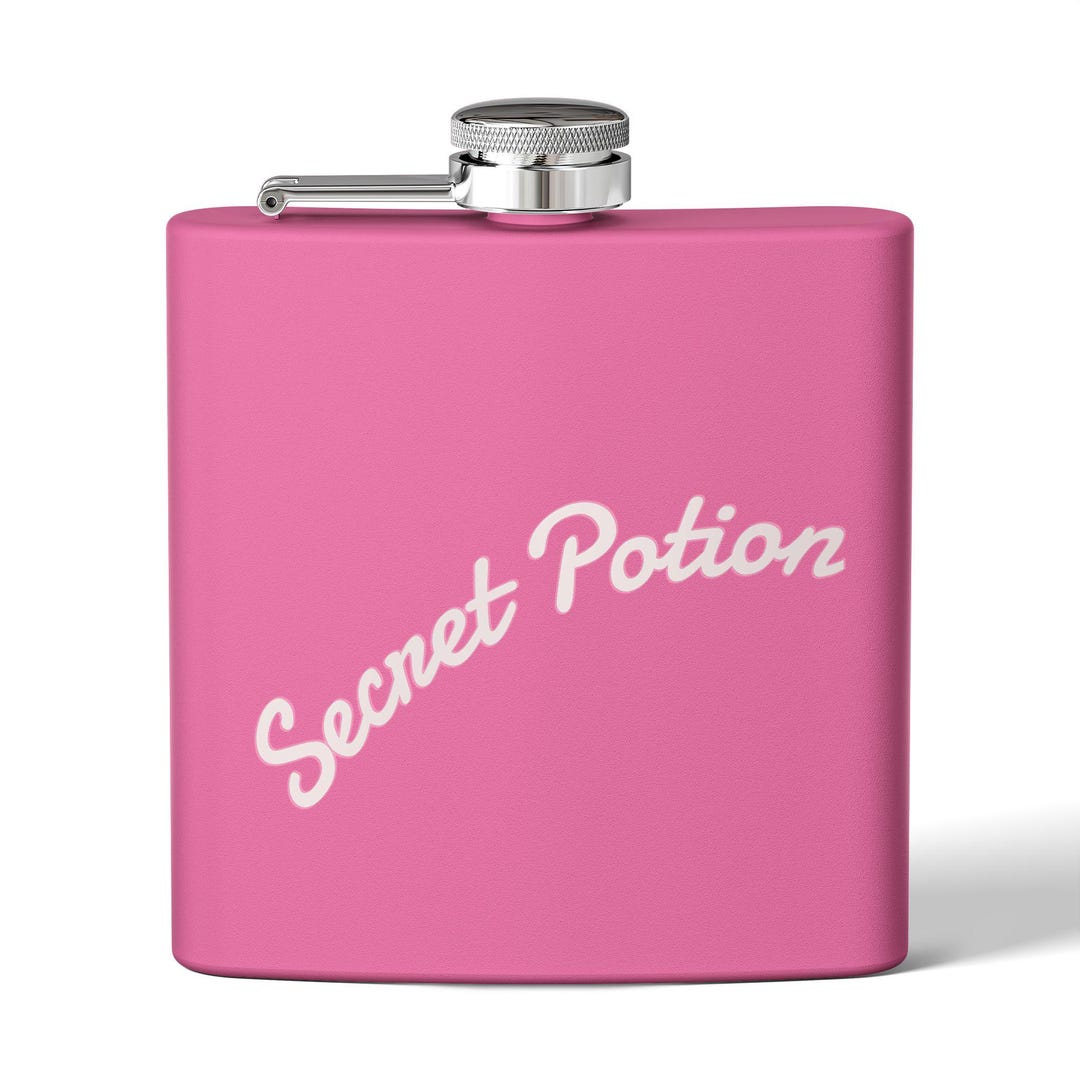 Secret Potion Flask 6oz | Stainless Steel Hip Flask, Vaporwave Script ...