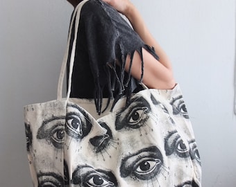 EYES Human Pattern Jumbo Tote Bag MADE to ORDER Double-sided | Etsy