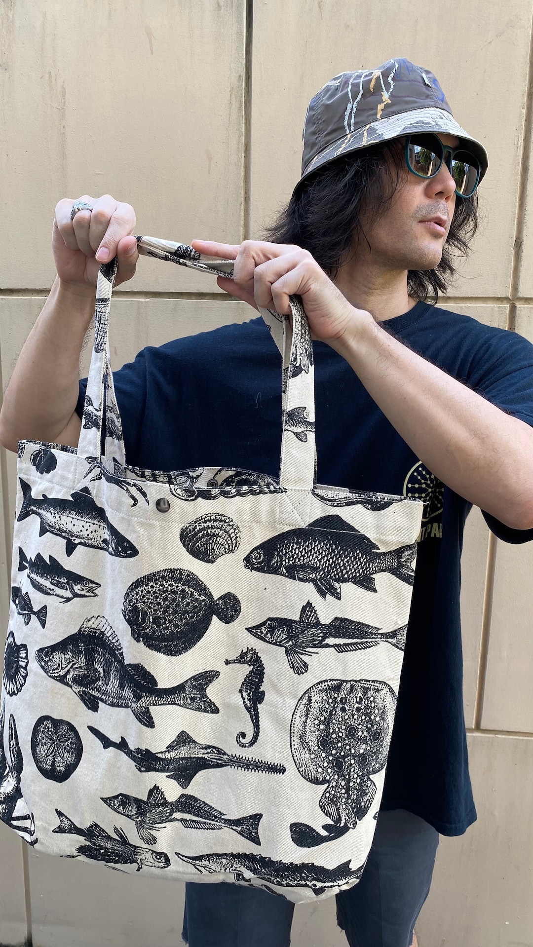 Fish Shark Ocean Aquatic Pattern Design Tote Bag MADE TO - Etsy