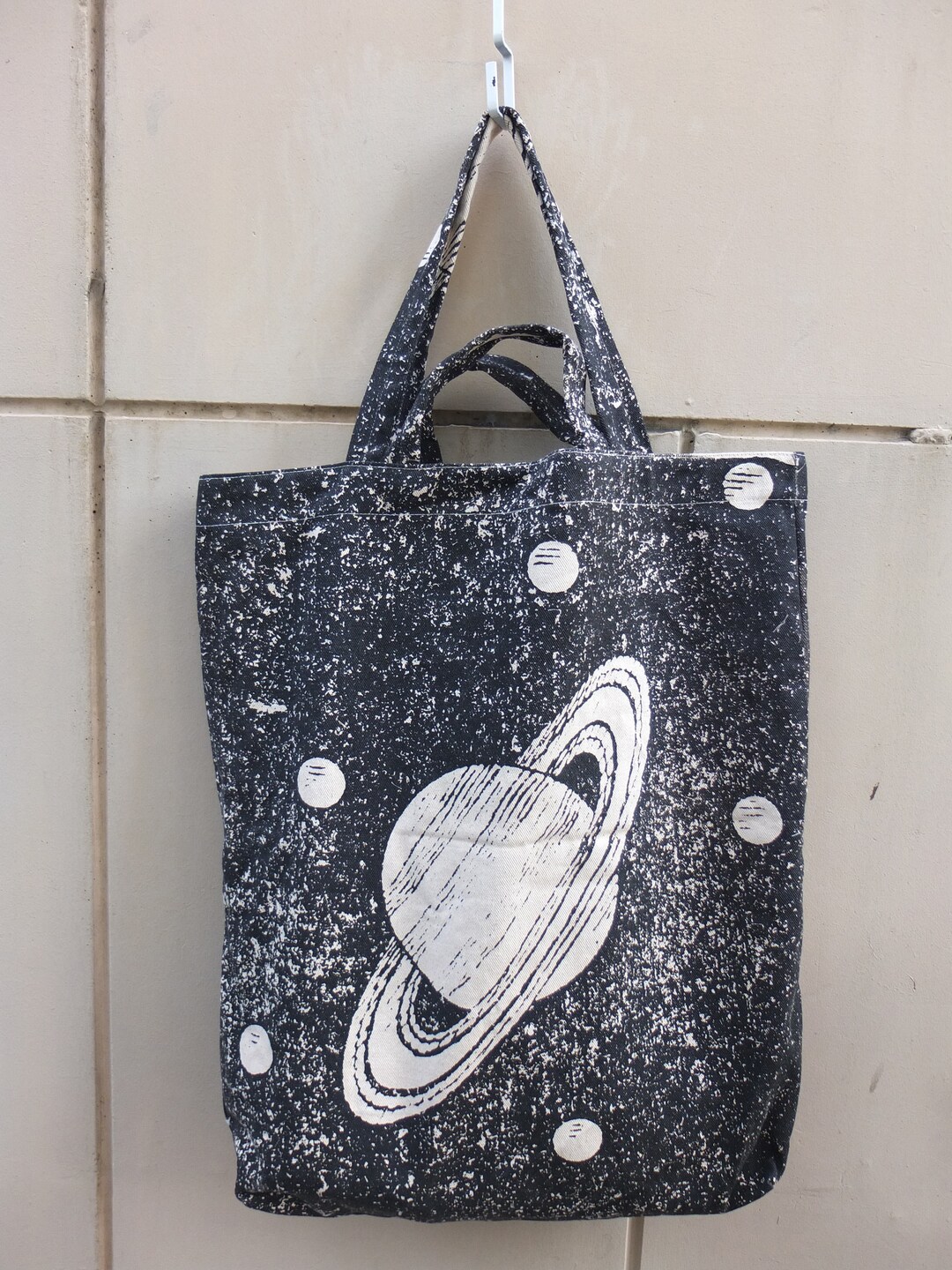 Jumbo Tote Bag, Saturn Planet Space Galaxy Pattern Graphic Design Print ...