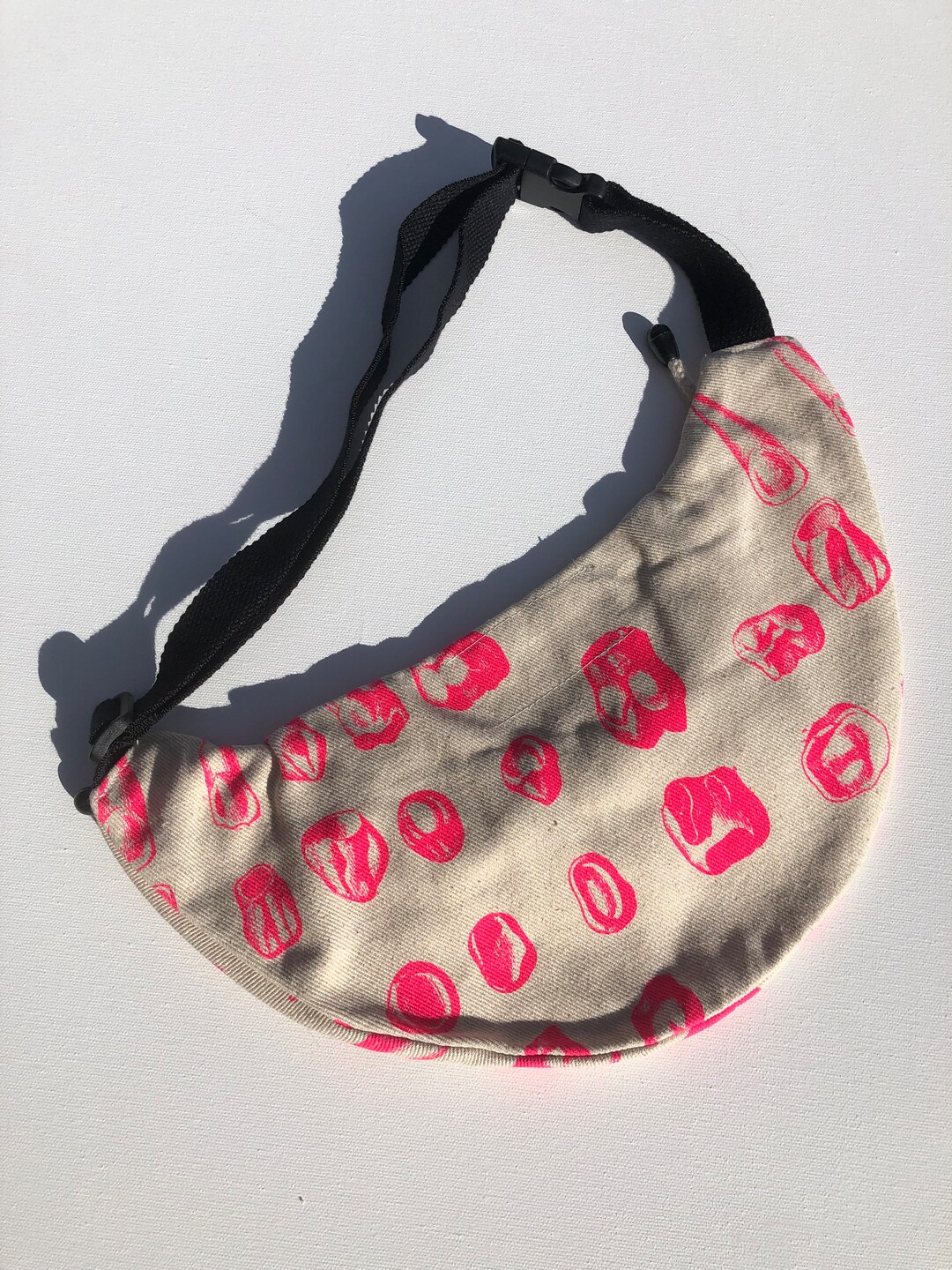 Pink Teeth Collage, Saber Tooth Animal Canine Canvas Strap Fanny Pack ...