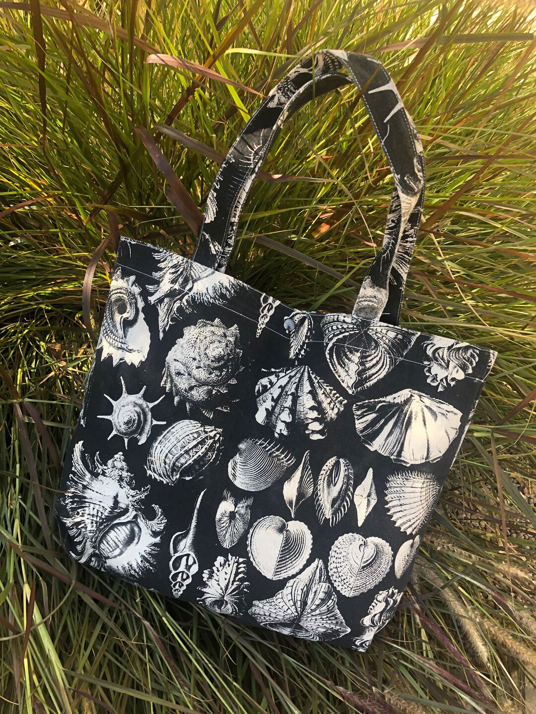 Ocean Sea Shells Pattern Beach Bag Canvas Tote Bag - Etsy
