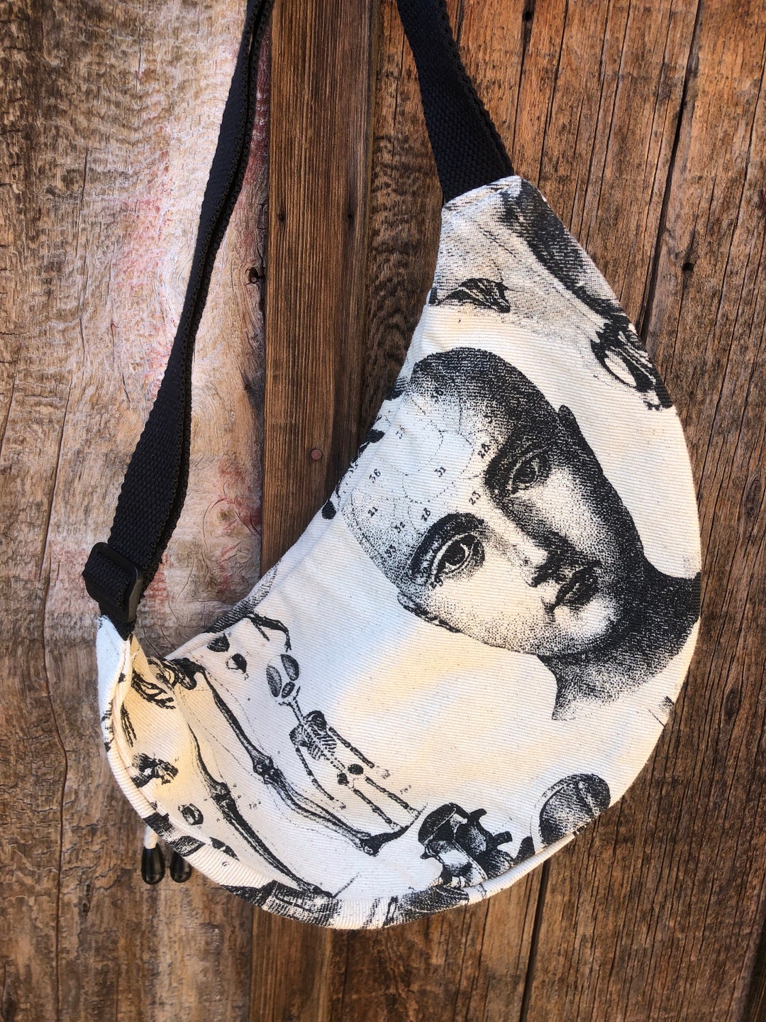 Human Anatomy Skeleton Design Patten Collage Canvas Bag Adjustable ...