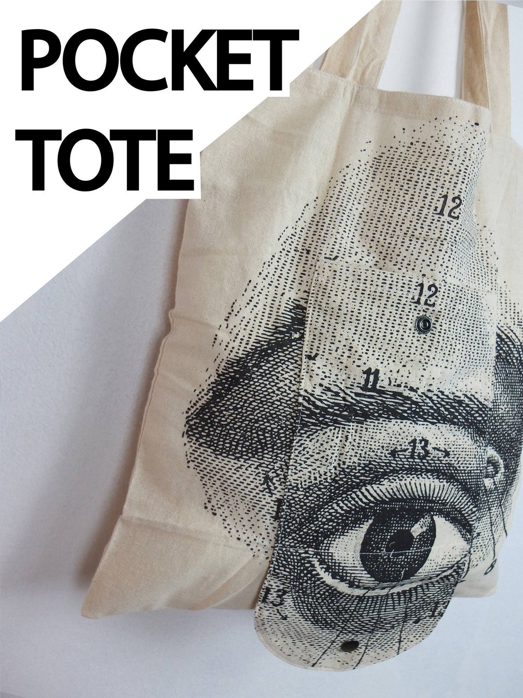 EYEBALL Human Diagram Eye Chart, Pop Art Pattern, Foldable Pocket Tote ...