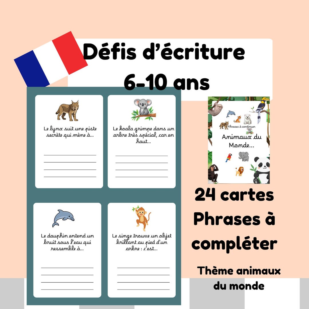 24 Sentence Completion Cards – Animal Theme to Print | Children's ...