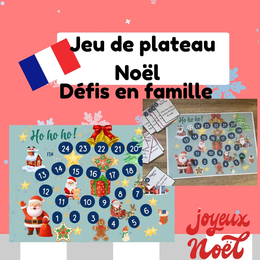 Christmas Board Game in French – Family Challenges – Santa's Path – Fun ...
