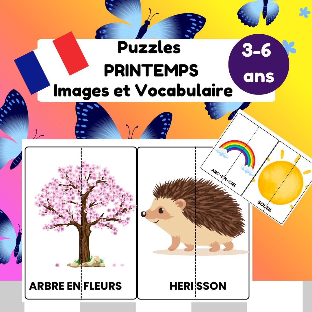 Spring Puzzles – 20 Two-piece Printable Puzzles | Vocabulary for ...