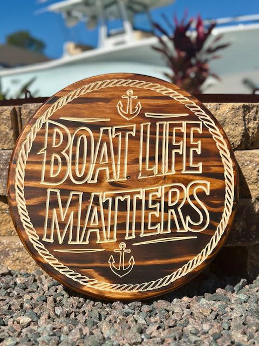 Round Wooden Boat Life Matters Sign: Coastal Decor Easy Hang - Etsy